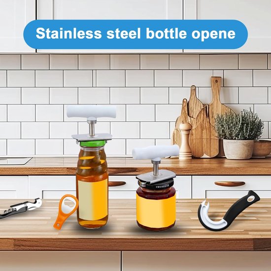Set van 4 Blikopeners - Flessenopener - Dekselopener voor Familie ...