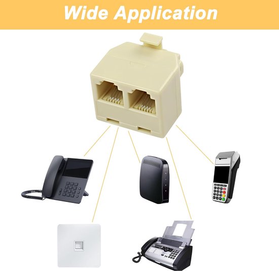 Phone Jack Splitter RJ11 6P4C - 1 Plug to 2 Bus Telephone Cable Adapter ...