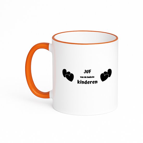 Hacebo® - juf van de leukste kinderen koffiebeker met gekleurde rand ...