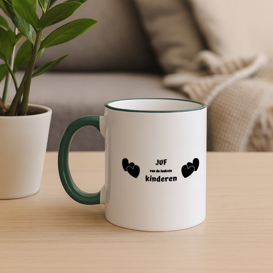 Hacebo® - juf van de leukste kinderen koffiebeker met gekleurde rand ...