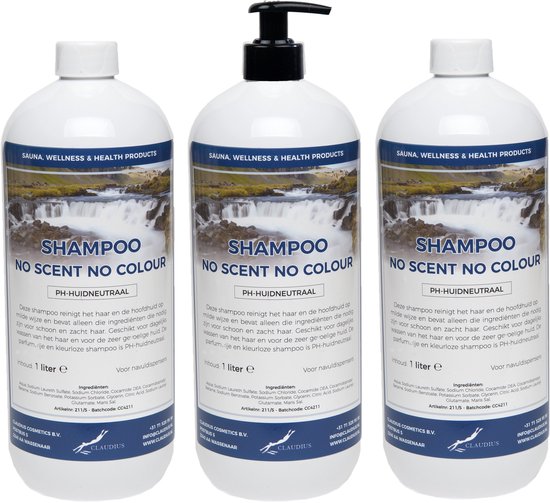 Shampoo No Scent No Colour - 1 Liter - met gratis pomp - set van 3 ...