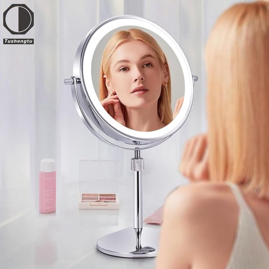 10 x Magnifying Mirror 20 cm Height Adjustable Table Mirror on Stand ...