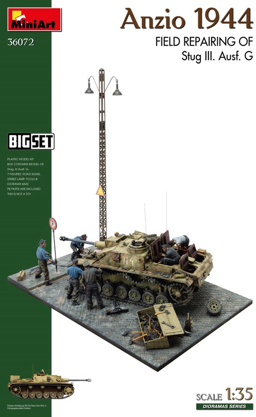 MiniArt Modelbouwpakket Diorama - 36072 Anzio 1944 - Veldreparatie van ...