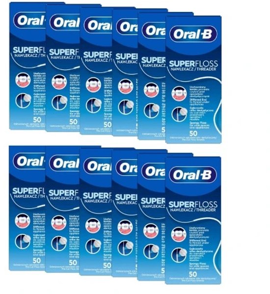 Oral-B Flosdraad - Super Floss - 50 stuks - Voordeelverpakking 12 stuks ...