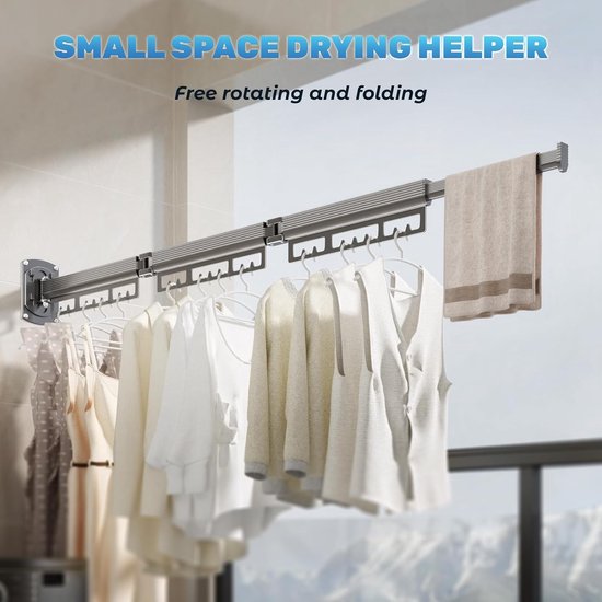 Droogrek voor kleding, uitvouwbaar droogrek voor aan de muur ...