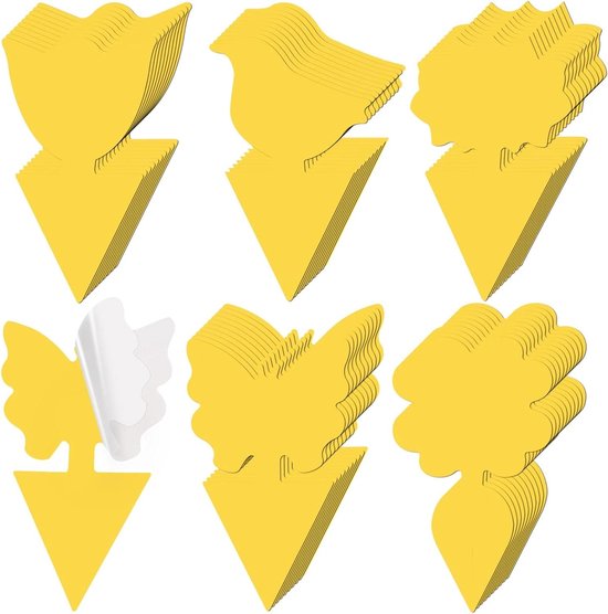 Gele Stickers - 50 stuks | Val tegen rouwmuggen | 5 Stijlen | Gele ...