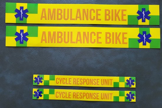 Sticker Kit (4pcs) – AMBULANCE BIKE / CYCLE RESPONSE UNIT – Reflective ...