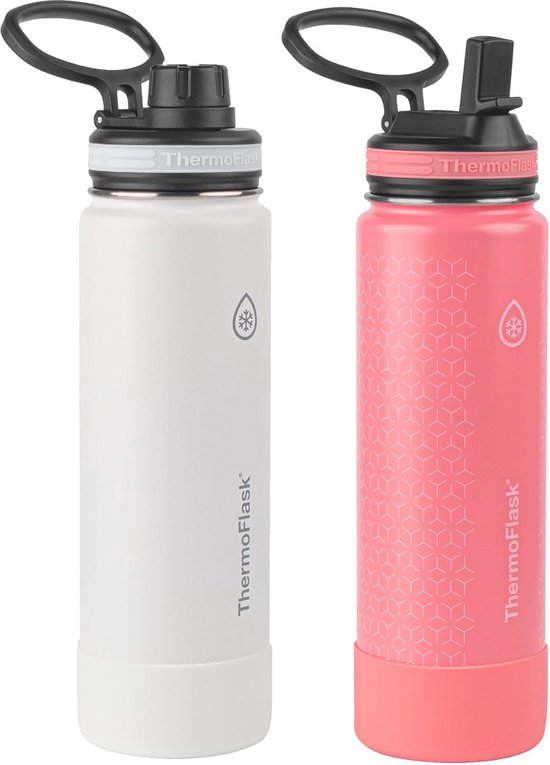 Dubbelwandige vacuüm geïsoleerde roestvrijstalen waterflessen 2-pack ...