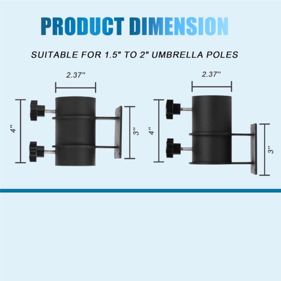 2 stuks - Patio-parasolhouder - Zware metalen montagevoet voor parasolclips -... | bol