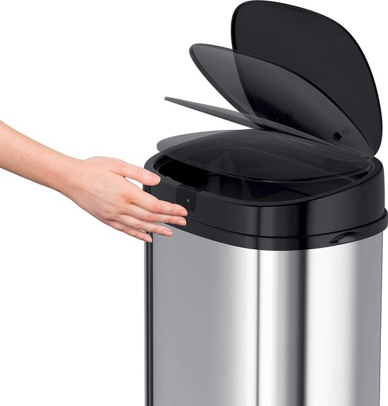 Kitchen Bin with Sensor Bin Lid Touchless Operation Square Silver 50 ...