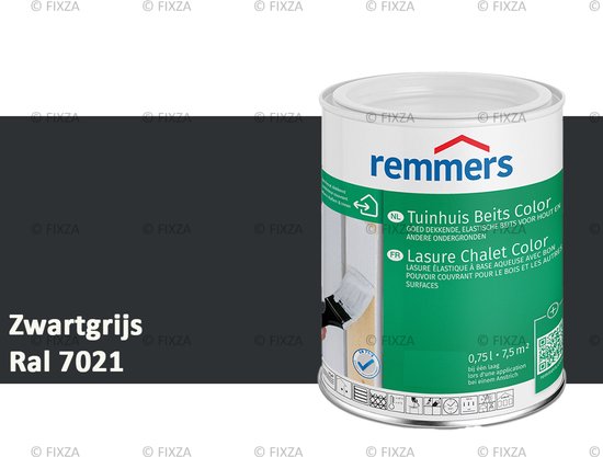 Remmers Tuinhuis beits Color RAL 7021 Zwartgrijs 0,75 Liter | bol