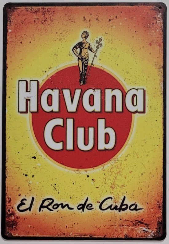 Havana Club Rum verticaal Reclamebord van metaal METALEN-WANDBORD ...