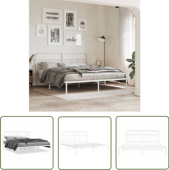 vidaXL Bed Frame 160x200 - Metalen Bed Frame - Bedframe met hoofdbord ...