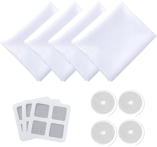 Universeel Muggengaas Set - 4 Stuks - Witte Rollen - 130 x 150 cm | bol