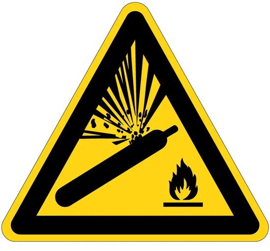 Gasflessen onder druk waarschuwingsbord - W029 - Dibond - 20 cm | bol