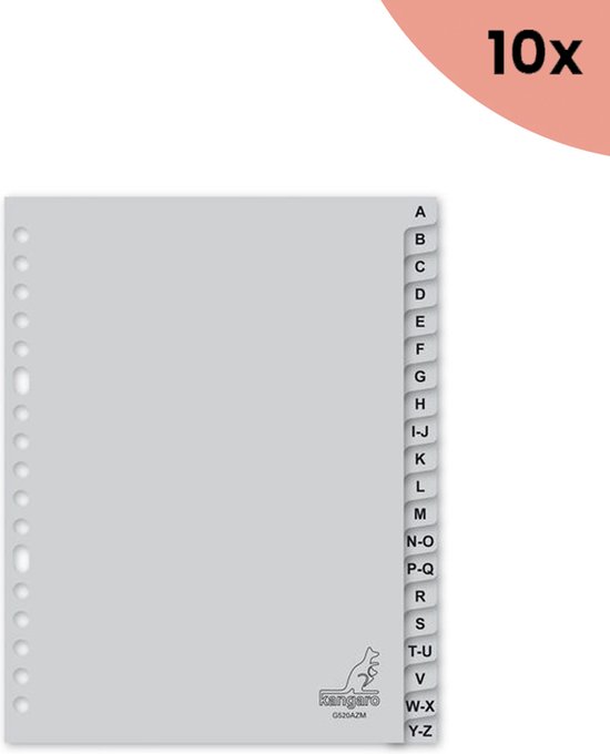 10x KTC Tabblad A5 letters PP 120 micron grijs 17-gaats 20-delig A-Z | bol