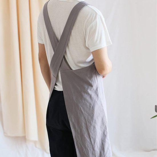 Schort met Zak Katoen en Linen Unisex Japanse Stijl Apron voor Chef ...