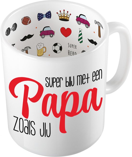 Bellatio Decorations Cadeau koffie/thee mok voor papa - rood - blij met papa - 300 ml... | bol