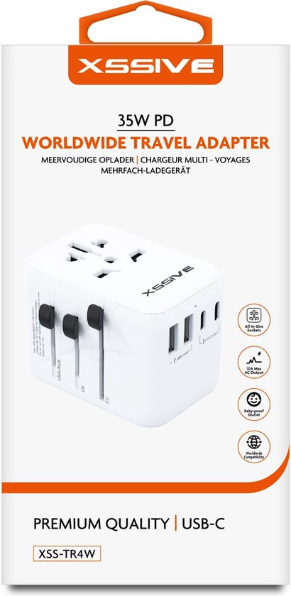 Xssive Worldwide Adapter 35W PD XSS-TR4W - Wit -TRAVEL UNIVERSAL ...