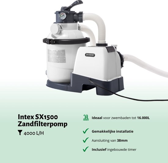Intex 26644GS Zandfilterpomp - SX1500 - 4000 liter per uur inclusief ...