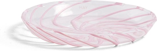 HAY Spin Plate - saucer - 2 pieces - clear with pink stripes | bol
