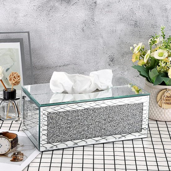 Sparky Glas Tissue Box met Crystal Crushed Diamonds voor Huisdecoratie ...