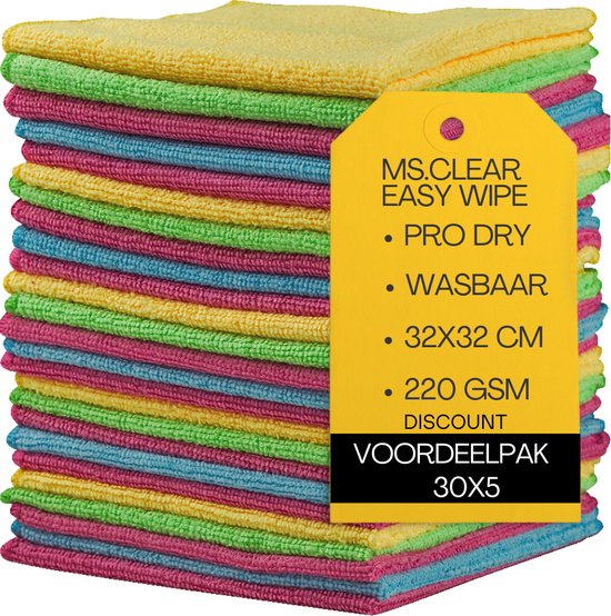 Ms.Clear EasyWipe - Microvezeldoekjes - Set van 30x5 Schoonmaakdoekjes ...