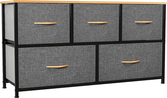 Commode met laden, kast met 5 laden van stof, opbergcommode ...