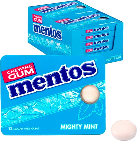 Mentos suikervrije kauwgom - Mighty Mint - 12 blisters | bol