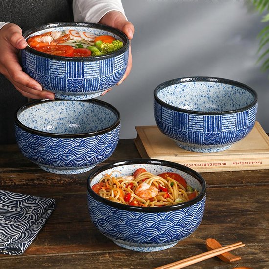 Grote Japanse Ramen Bowl Soepkom met Deksel en Lepel - Vintage ...