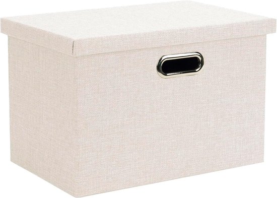 Opbergdoos met deksel, opvouwbare kisten, opslag, beige, extra groot ...