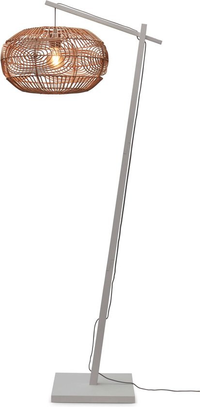 GOOD&MOJO Vloerlamp Madeira - Bamboe Wit/Rotan - 74x48x176cm - Modern ...