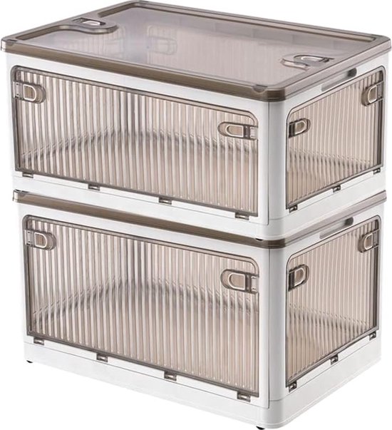 2 stuks 28L plastic opbergbakken met wielen, stapelbare vijfdeurs ...