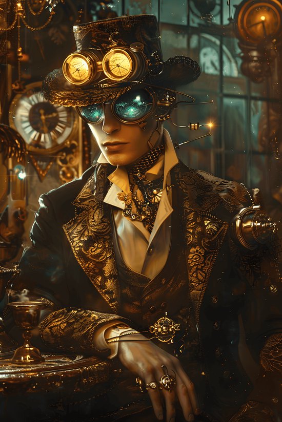 Gouden Steampunk Poster | Mechanisme Poster | Goud Poster | Metalen ...