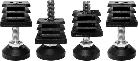 4 x schroefplug, vierkante buis, verstelbare schroefvoet, meubelvoet ...