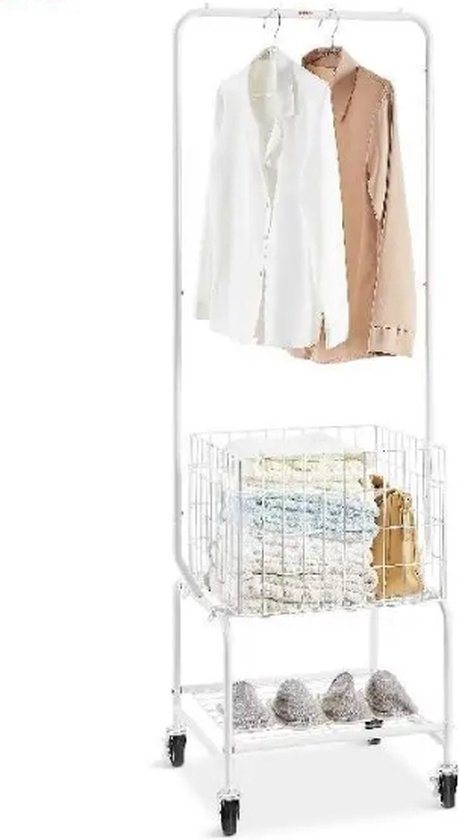 Goodfinds - Wasmand rek - Droogrek Hoogte aanpasbaar - Met afsluitbare ...
