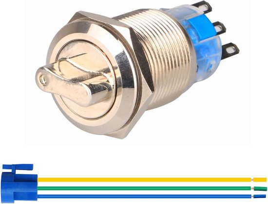 19 mm NO/NC Vergrendelende Roterende Tuimelschakelaar 0-250V Ronde ...