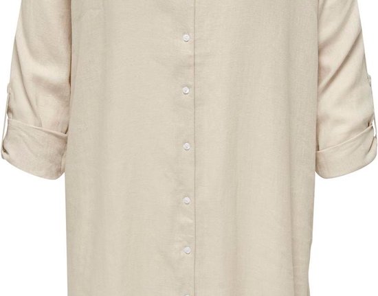 REGULAR FIT HOGE HALS CURVE OMGEVOUWEN MOUWEN MIDI-JURK CARTOKYO LINNEN ...