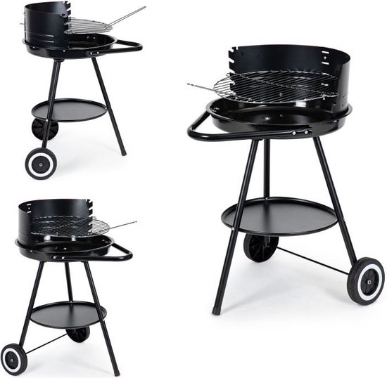 Ronde tuingrill - Barbecue - in hoogte verstelbaar - Grill op wielen ...