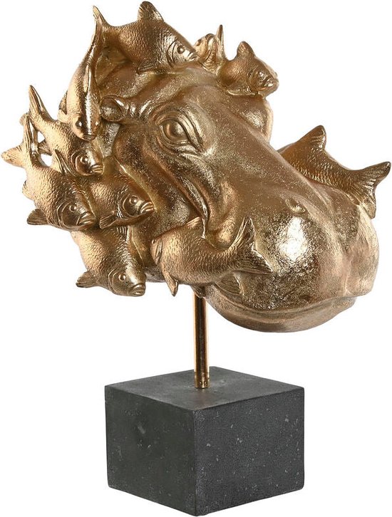 Decoratieve figuren Home ESPRIT Zwart Gouden Nijlpaard 33 x 21,5 x 45 ...