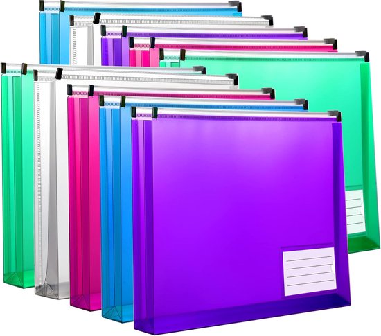 Documentenmap, DIN A4, 10 stuks, 5 kleuren, stretchplooi, PP ...