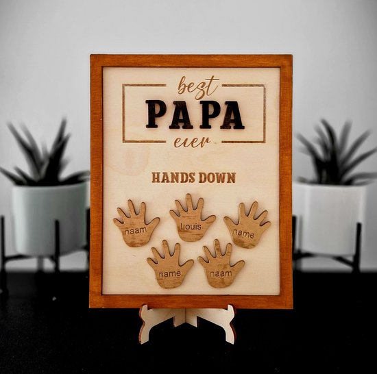 Vaderdag cadeau - Kader 'Best papa ever' gepersonaliseerd met tekst en naam | bol