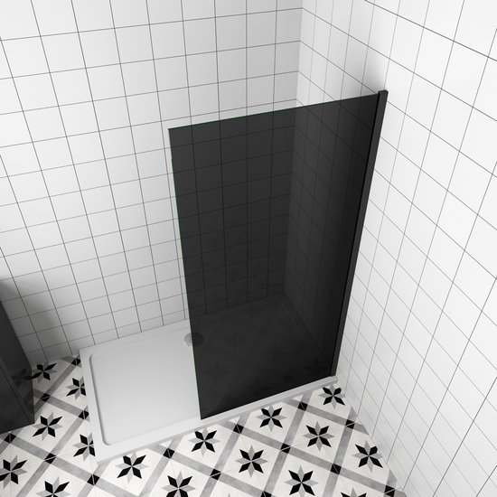 Inloopdouche met zwarte beschermfolie,120x200cm hoog, 8mm EasyClean ...