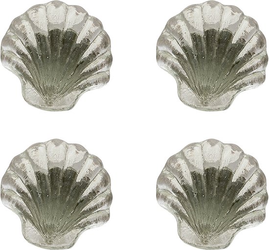 Clayre & Eef Deurknop Set van 4 Schelp 4 cm Transparant Glas | bol