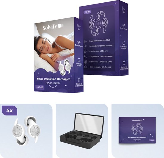 Solvify - Oordoppen - Oordoppen slapen - Anti Snurk - 4 maten XS/S/M/L ...
