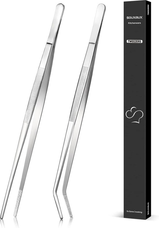 30 cm kookpincet en gebogen pincet, nauwkeurig gekartelde punten ...