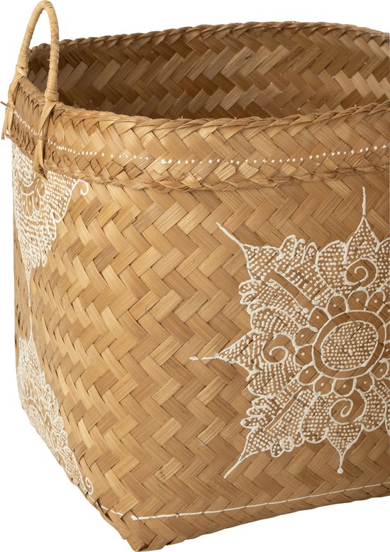 J-Line mand Tekening - bamboe - wit/natuur - 3 stuks | bol