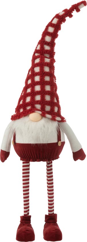 J-Line figuur Kabouter Geruite Hoed - textiel - rood/wit | bol