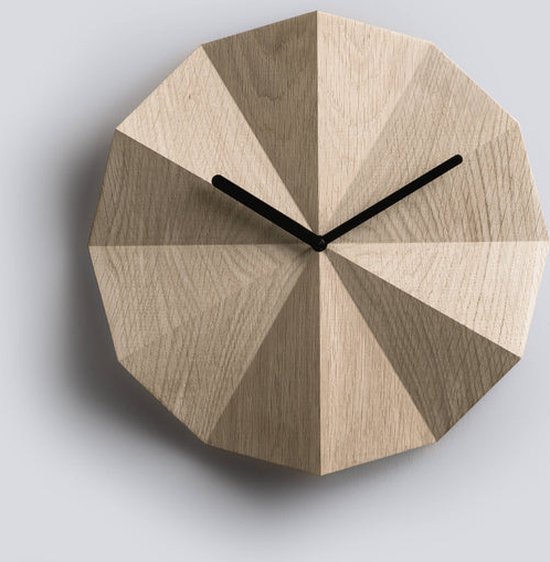 Delta Clock Oak • Minimalistische houten wandklok • Natuurlijk ...