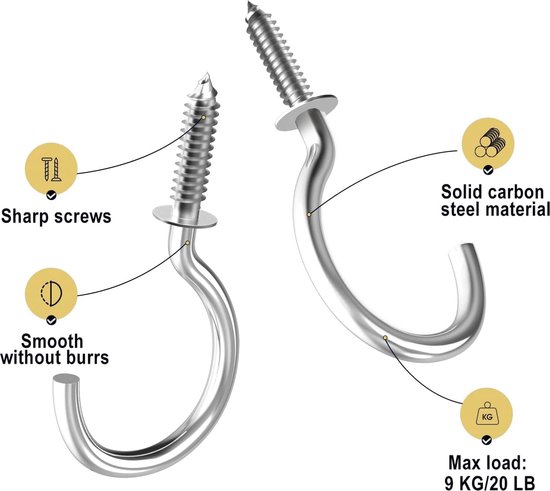 30 Stuks Schroefhaken - Schroef Haak - 1-1/4 inch - Ophanghaak ...